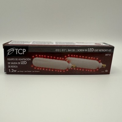 TCP 20715 Red LED Exit Sign Lamps & Base Adapters 2-pack E12 E17 BA15D ...