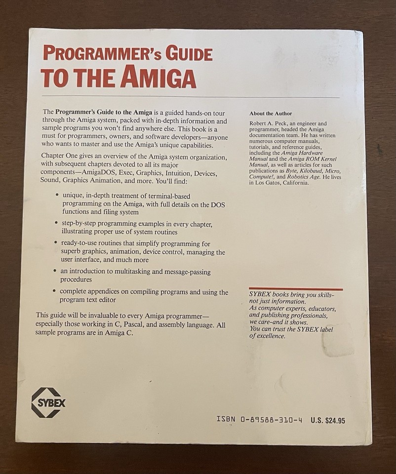 Programmers Guide To The Amiga Softcover Book By Robert A Peck Sybex | eBay