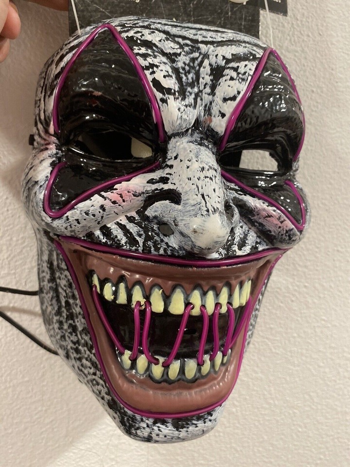 El Wire Laugh Riot Clown Mask NEW Spooky Spirit Halloween Costume Light ...