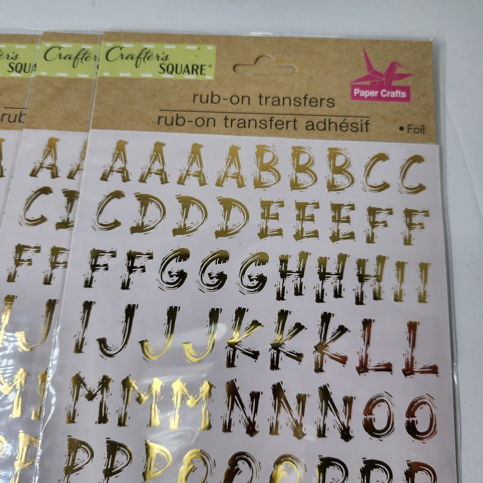 3 Packs Crafter's Square Rub-On Transfers Alphabet Gold Foil Capital ...