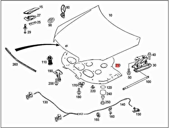 MERCEDES Mercedes-Benz OEM C300 Hood-insulation Pad Liner Heat Shield ...
