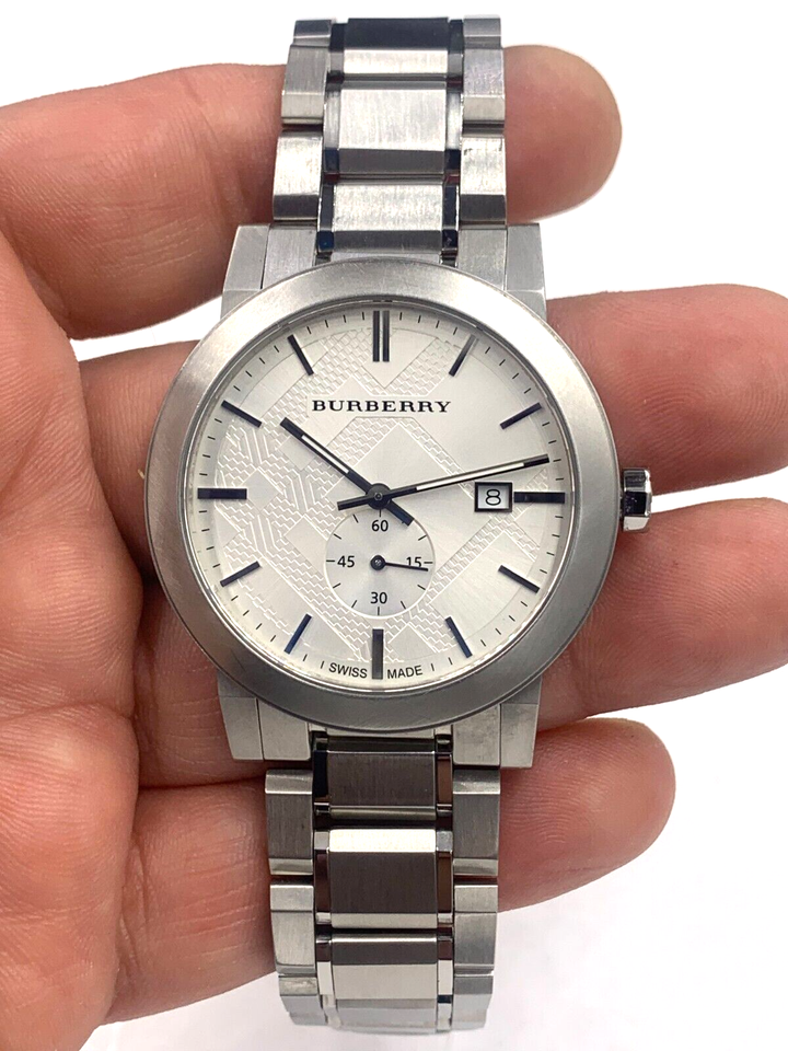 Burberry watch BU9900 The City Silver Dial Men's new battery working ...