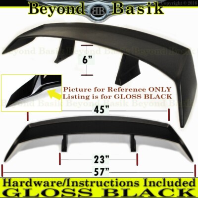 2 Pedestal 57" UNIVERSAL FIT Trunk Spoiler Wing Fin Tail GLOSS BLACK | eBay