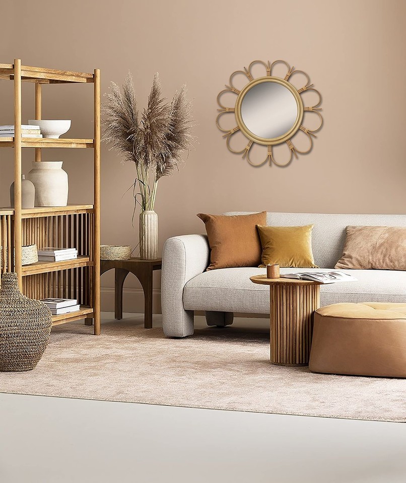 27" Handmade Farmhouse Large Rattan Mirror for Wall Decor, Round ...