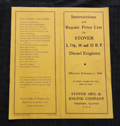 Moteurs Diesel 5-7-10-15hp Stover Manufacturing & Engine Co. Freeport ...