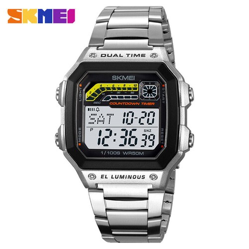 SKMEI Men Digital Watch Square Wristwatch Male Steel Watch Fashion ...