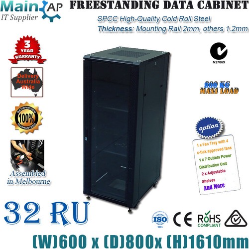 32RU 32U 19" 19 inch 800mm Server Cabinet Network Router Switcher Data ...
