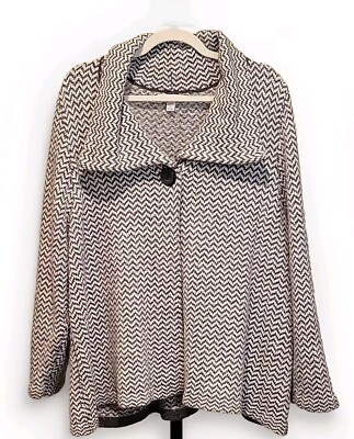 JM Collection Woman 3X Plus Size Gray White Chevron Sweater/Jacket ...