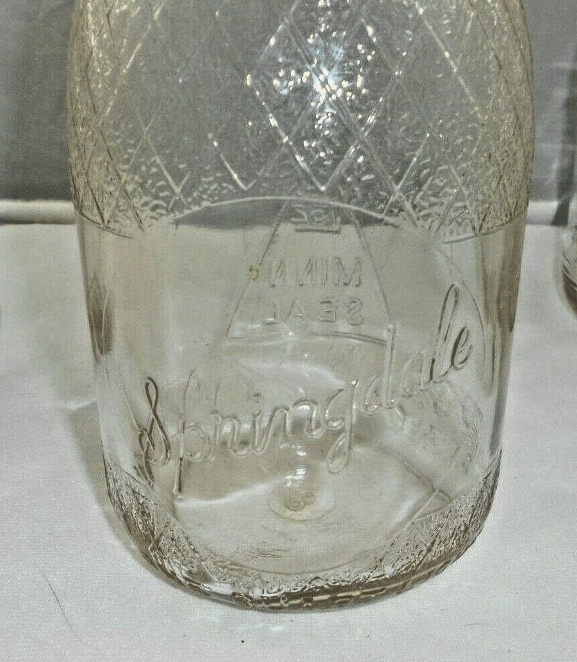 Vtg Springdale Quart Dairy Bottle Duluth? Minn MN? Unusual style Milk ...