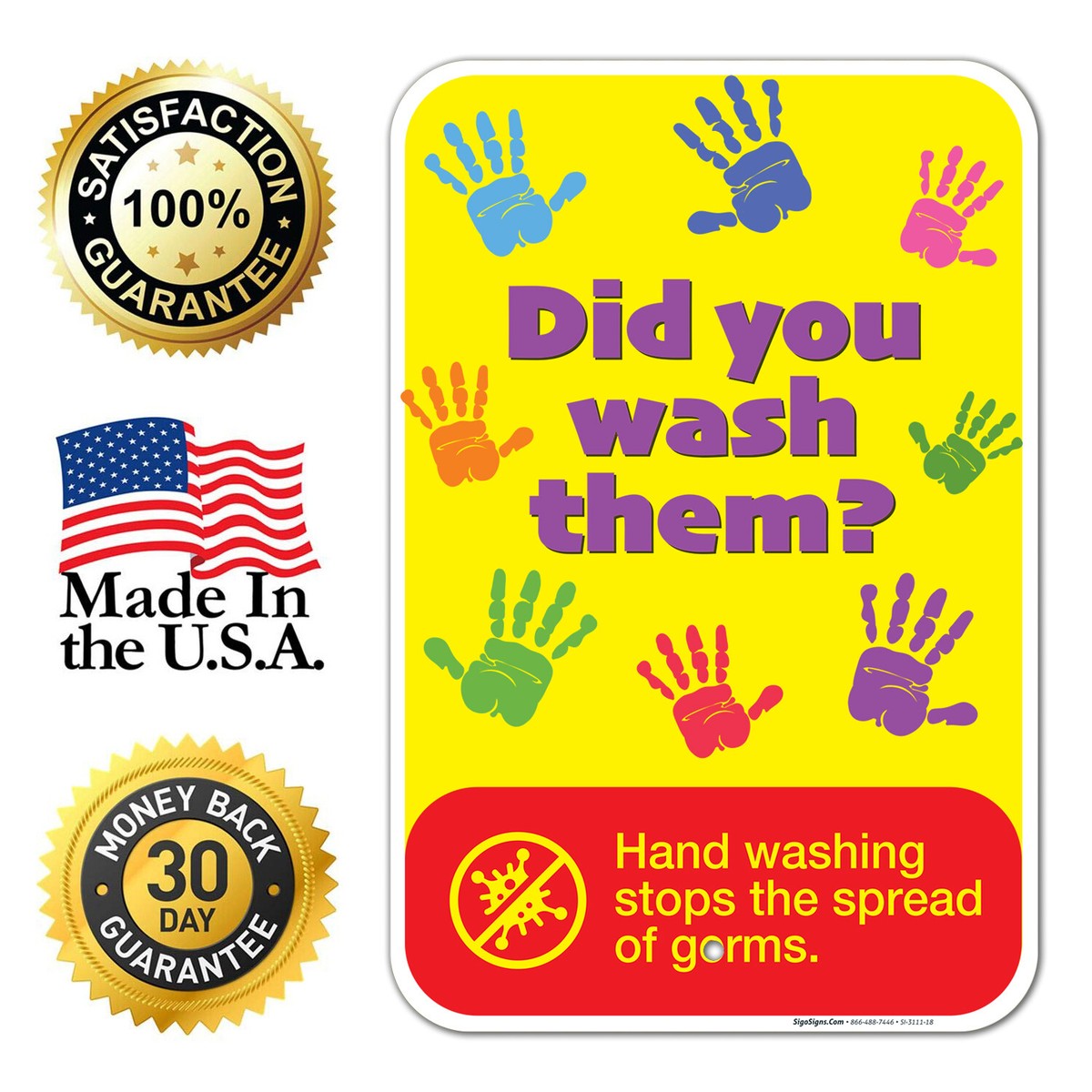 Wash Hands Sign For Kids