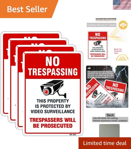 All-Weather Aluminum No Trespassing Signs 10x14 Inch - Easy to Install ...