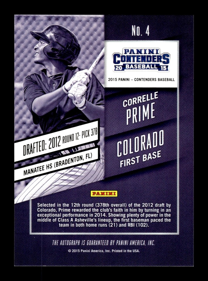 2015 Panini Contenders #4 Correlle Prime Prospect Ticket Autographs | eBay