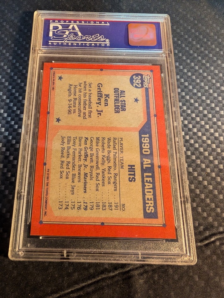 1991 Topps Desert Shield Baseball Card #392 KEN GRIFFEY JR AS PSA 8 HOF ...