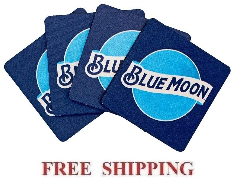BLUE MOON BELGIAN WHITE ALE 4 NEOPRENE BAR MATS BEER COASTERS NEW | eBay