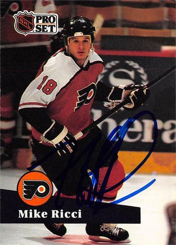Mike Ricci autographed Hockey Card (Philadelphia Flyers, 67) 1991 Pro ...