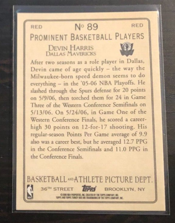 2006-07 Topps Turkey Red DEVIN HARRIS Red Parallel #89 Mavericks | eBay