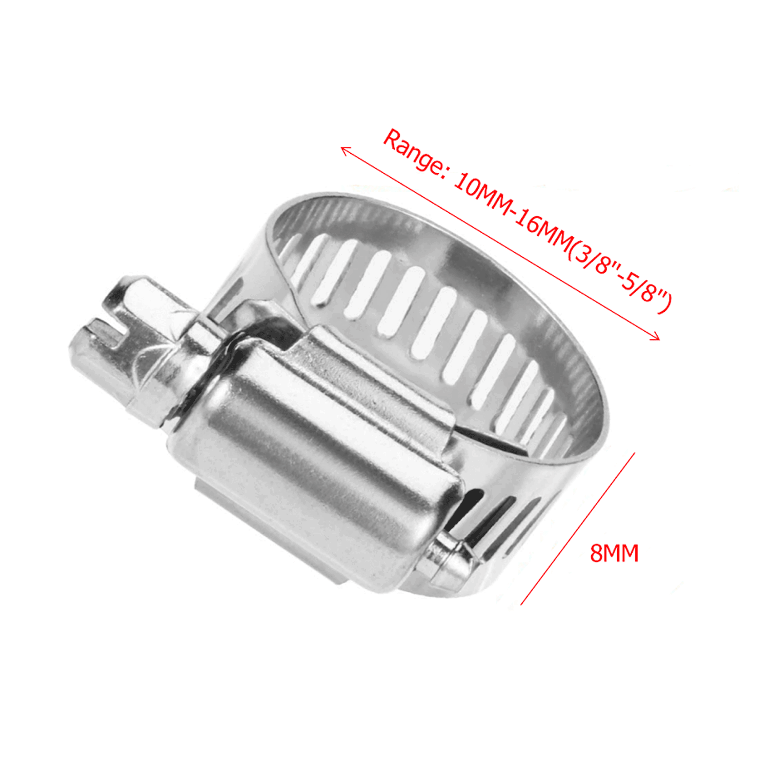 50pcs HOSE CLAMPS 3/8" to 5/8" Adjustable Steel Band Worm Clip ...