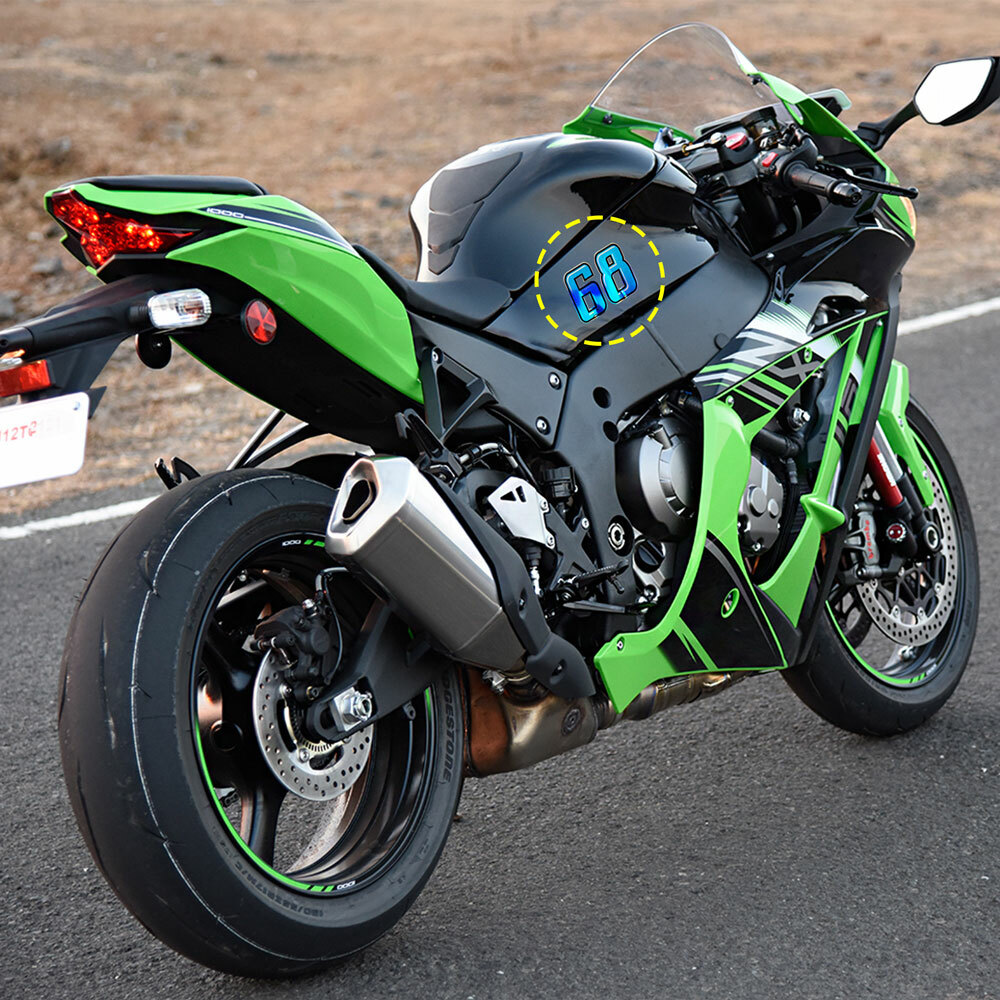 Sticker Number Race for Motorcycle " 8 " Slim White 100 MM - Picture 4 of 4