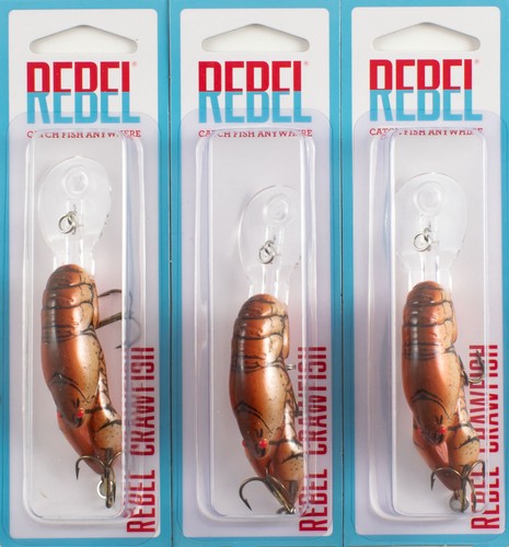 (LOT OF 3) REBEL DEEP WEE CRAW CRANKBAIT 3/8OZ D7635 CAJUN CRAWDAD ...