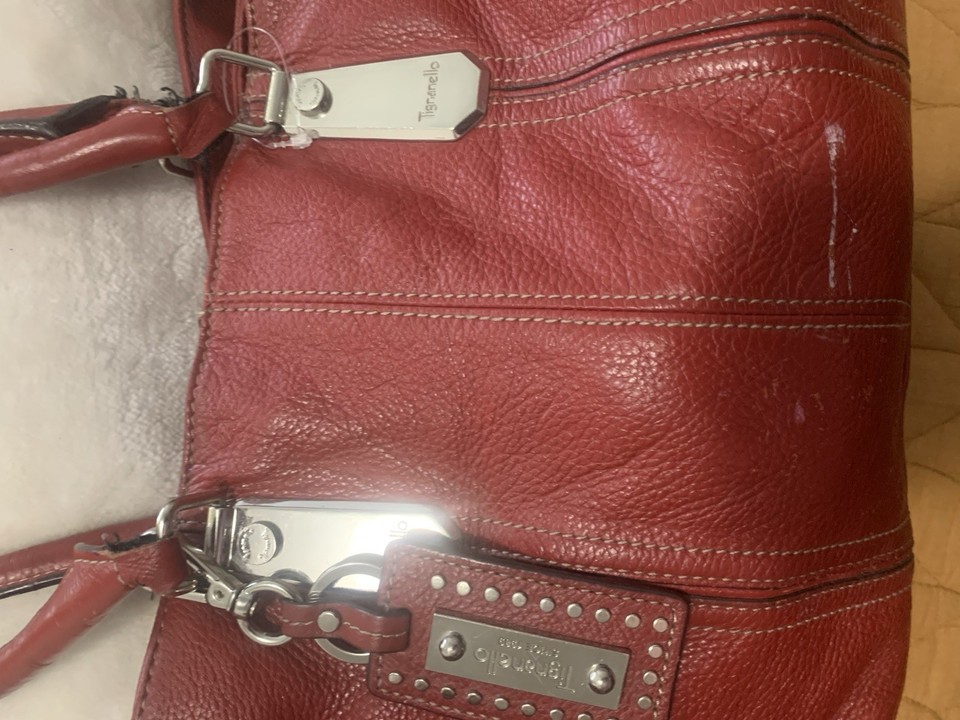 Tignanello Red "Perfect 10" Studded Handbag / Purse Genuine Leather | eBay