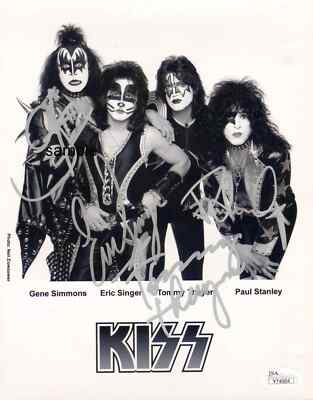 KISS BAND SIGNED PHOTO AUTOGRAPH ALL 4 MEMBERS SIGNATURE 8.5X11 REPRINT ...