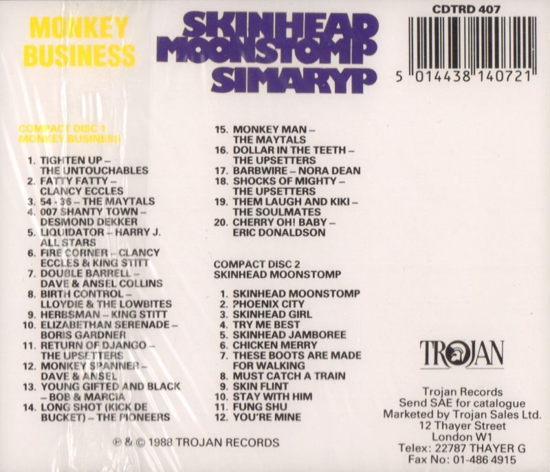 Various Reggae(2CD Album)Monkey Business/ Skinhead Moonstomp-Trojan-CDT ...