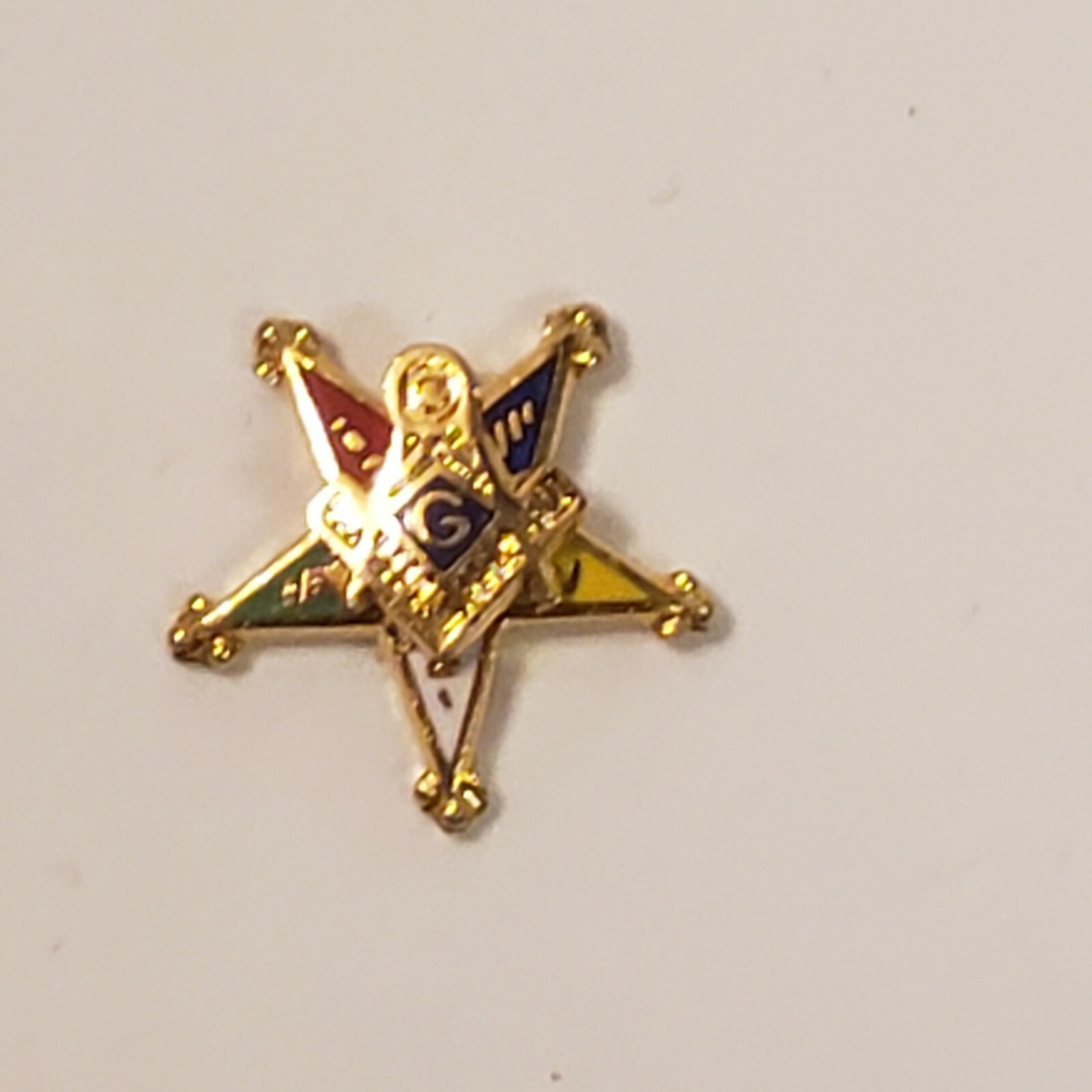 OES Masonic Tie Tack Lapel Hat Pin White Blue Red Gold Tone Order ...