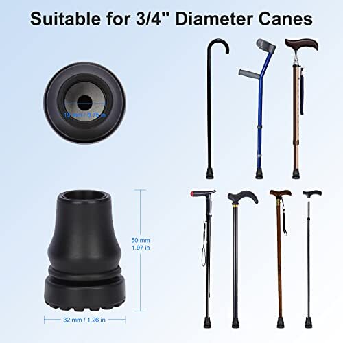 4 Pack Non-Slip Rubber Replacement Cane Tips for 3/4 Inch Standard Cane Stick | eBay
