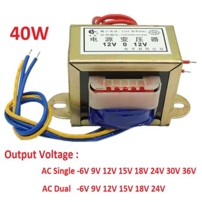 EI66 40W Power Transformer 220V TO 6V 9V 12V 15V 18V 30V AC Single/Dual ...