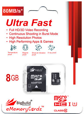 8GB Class 10 70MB/s MicroSD Memory card for Sandisk Clip Jam MP3 Music ...