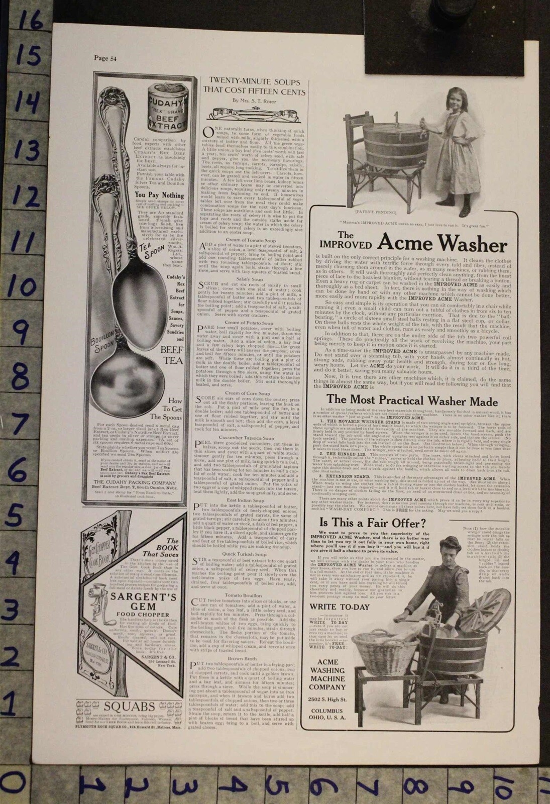 1905 ACME CLOTHES WASHING MACHINE LAUNDRY COLUMBUS HOUSE HOME DECOR AD ...