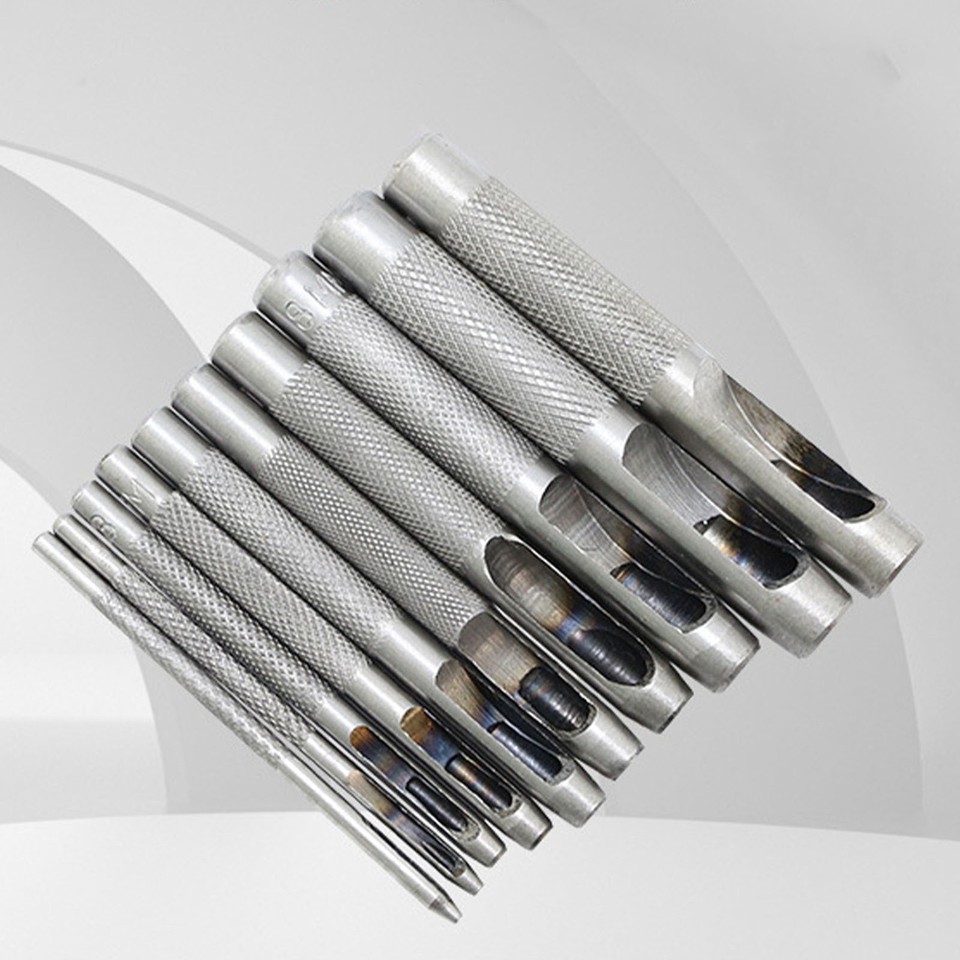 10PCS Belt Punch Set Carbon Steel High Hardness Round Hollow Leather ...