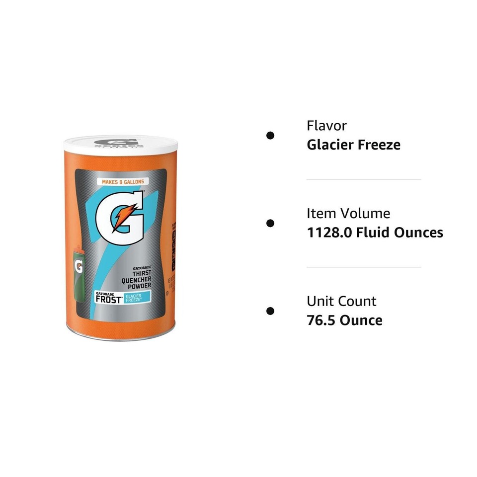 Gatorade Thirst Quencher Powder, Frost Glacier Freeze, 76.5 Ounce, Pack ...