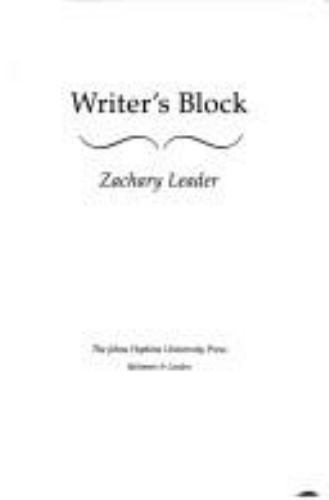 Writer's Block by Zachary Leader (1990, Hardcover) for sale online | eBay