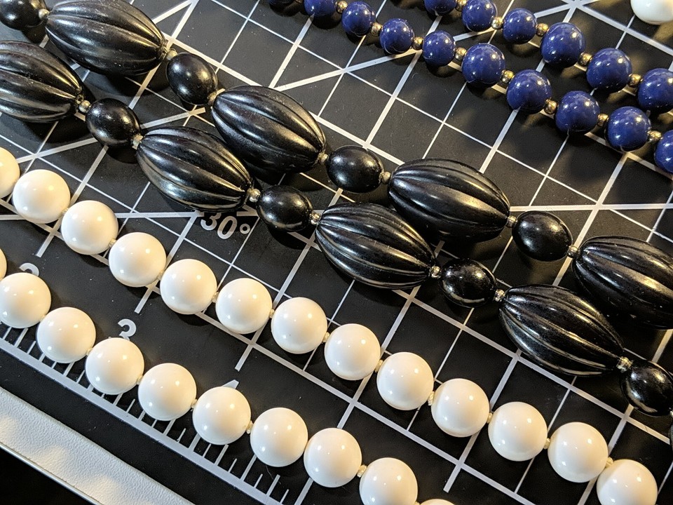 Vintage Lucite Bead Necklace Lot Choker & Bib Necklaces Graduated Fancy ...