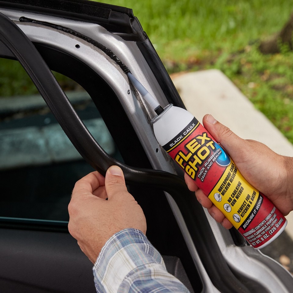 Flex Shot Black 8-oz. Thick Rubber Adhesive Sealant Caulk Bond Seal BUY ...
