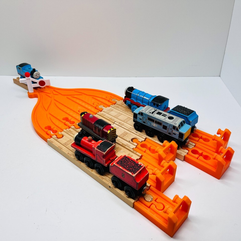 Wooden Railway 5 Way Split Train Track Switch & Buffer Set | eBay