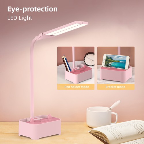 Table Lamp Soft Light Flicker-free Modern Double-head USB Night Light ...