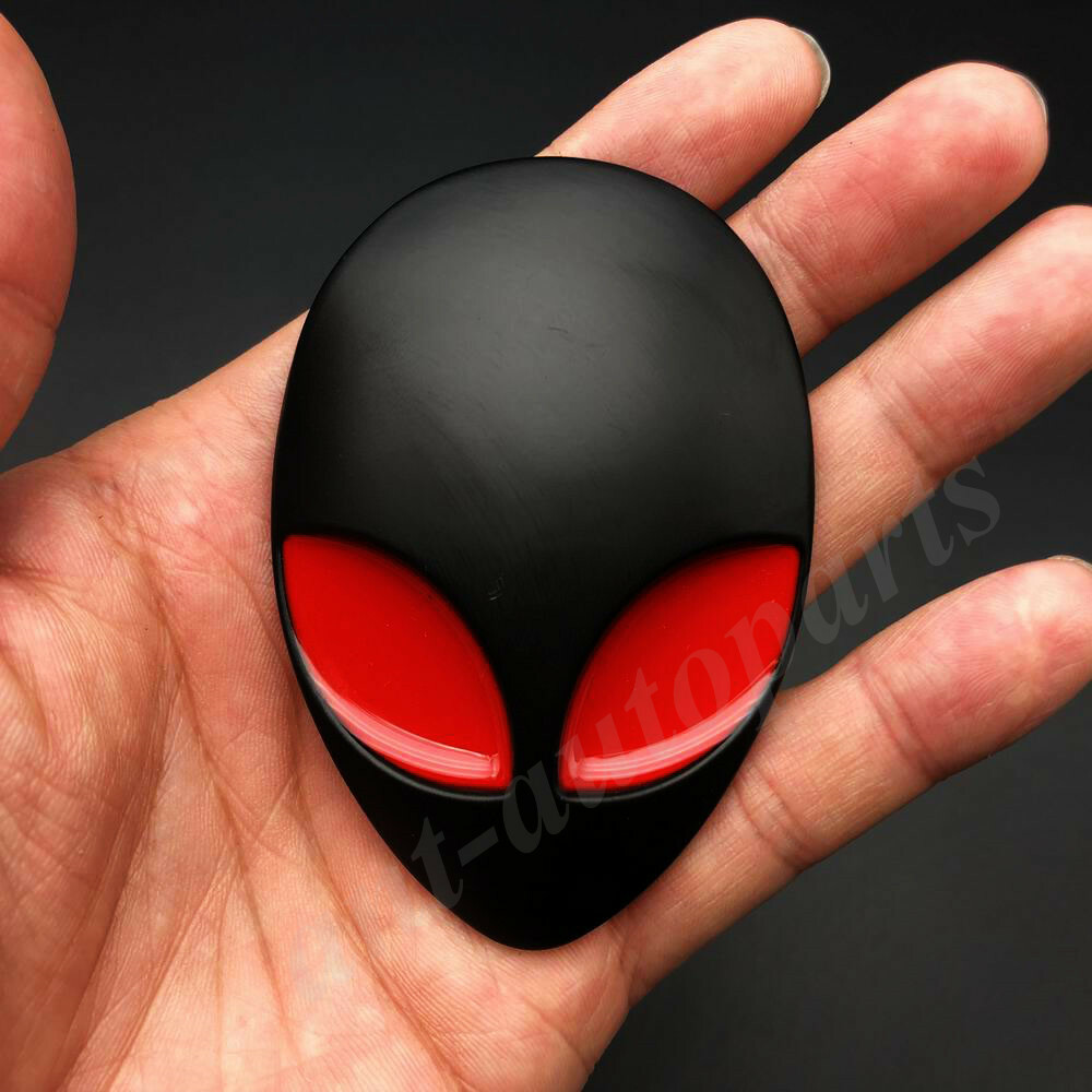 3D Big Black Metal Alienware Alien Head UFO Car Emblem Badge Decal ...