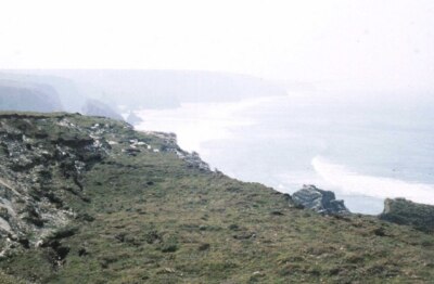 Photo 6x4 Park Head Tregona Showing severe cliff subsidence; Bedruthan ...