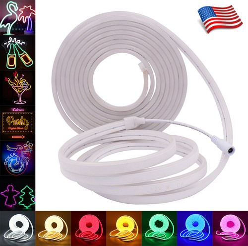 12V LED Neon Rope Light Strip Flexible Indoor Outdoor Lighting ...