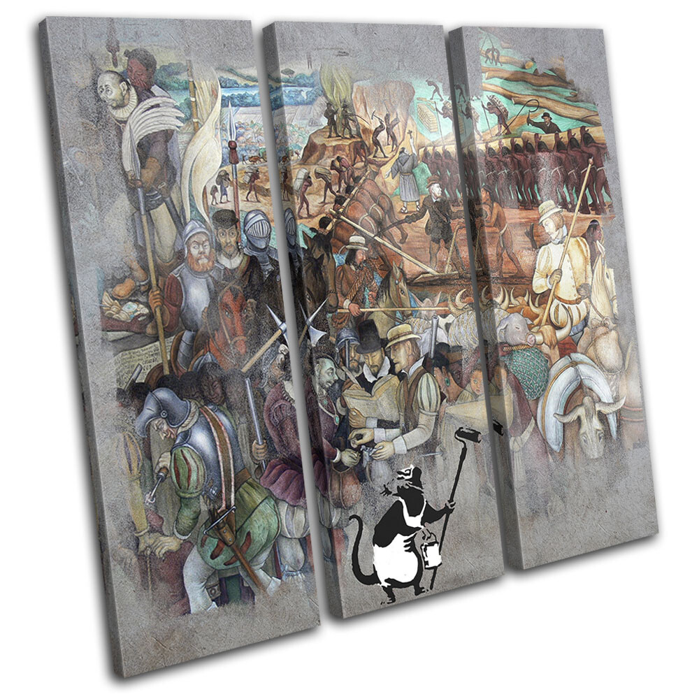 Diego Rivera Banksy Painter Urban TREBLE CANVAS WALL ART Picture Print ...