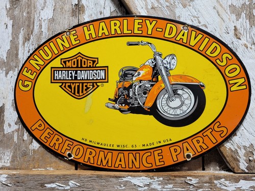 VINTAGE HARLEY DAVIDSON PORCELAIN SIGN 1963 MILWAUKEE MOTORCYCLE DEALER ...