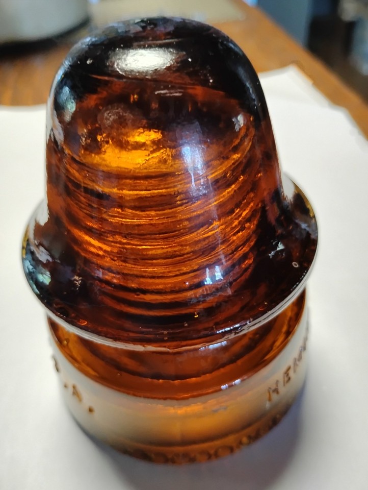 Hemingray 19 glass insulator. amber root beer . Made in USA | eBay