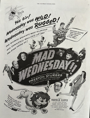 MAD WEDNESDAY MOVIE AD PRESTON STURGES HAROLD LLOYD VINTAGE PRINT AD ...