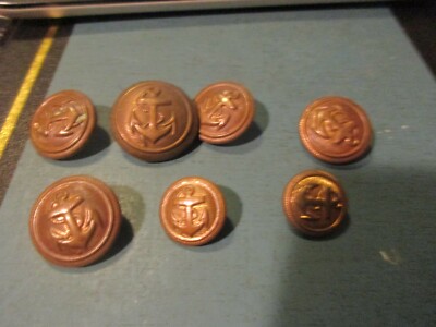 7 Vintage Brass Navy Buttons | eBay