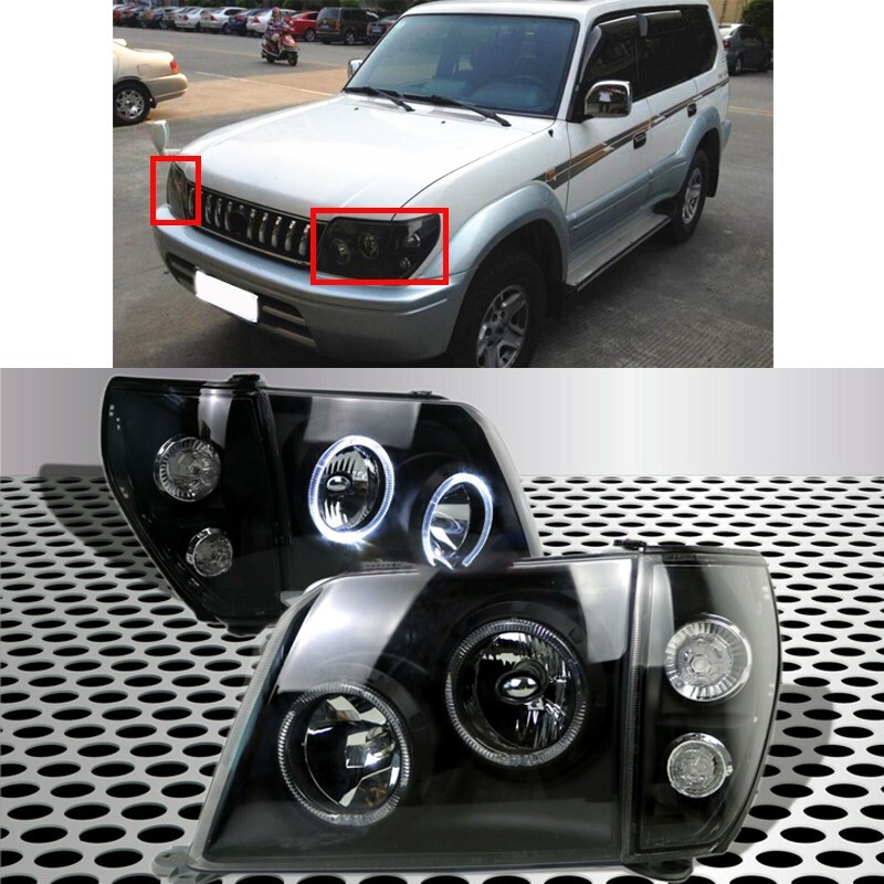 6x Black LED For Toyota Prado LC90 1996-2002 Front Headlight &Corner ...