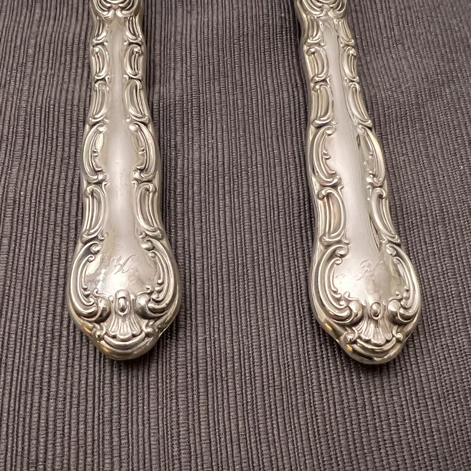 Gorham Sterling Silver Strasbourg Salad Servers - monogram K, Vintage ...