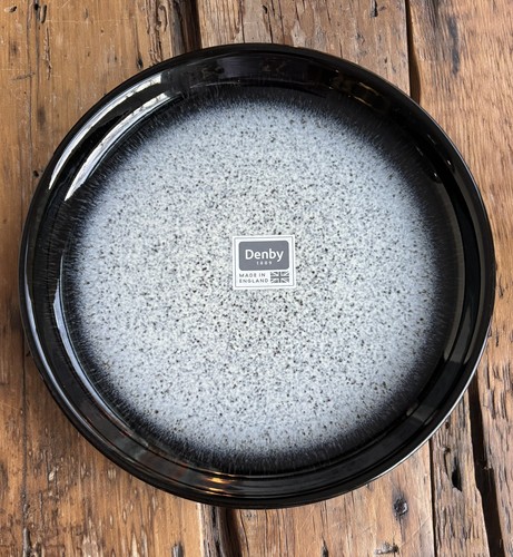 Denby HALO Coupe DINNER Plates 10" Black with Speckles ~ Set of 5 ~ New ...