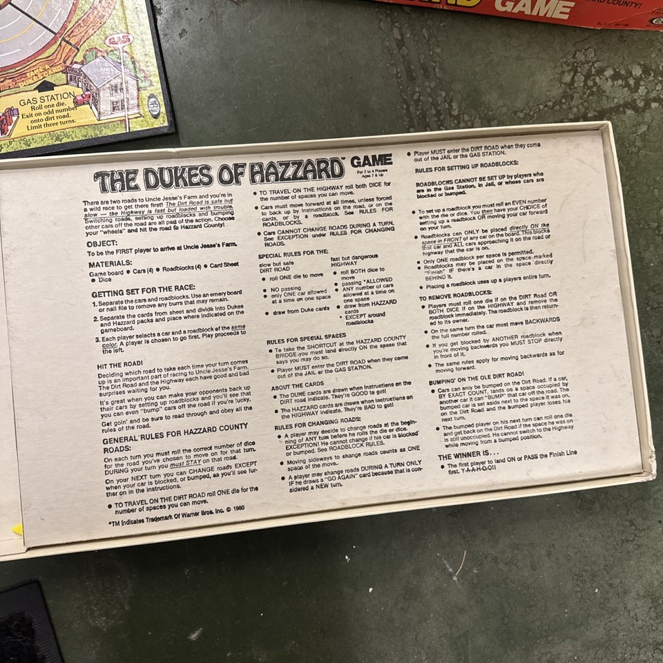 Vintage 1981 The Dukes Of Hazzard Board Game- Complete-Cards, Cars ...
